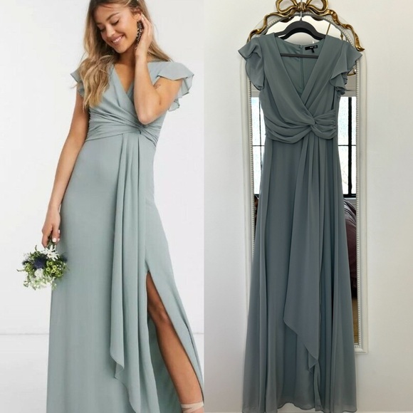 ASOS | Dresses | Asos Sage Formal Bridesmaid Dress | Poshmark